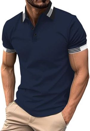 Generic Chemise classique boutonn&eacute;e basique pour homme, coupe classique, v&ecirc;tement de travail d&eacute;contract&eacute;, polo vintage, l&eacute;ger et respirant, tuniques de vacanc