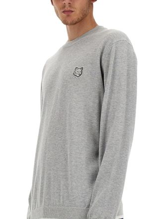 Maison Kitsun&eacute; Fox Head Cotton Jersey Sweater - Gray