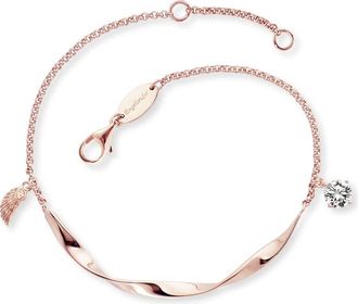 Engelsrufer Twist Damen Armband aus rosévergoldetem Sterling Silber mit kleinem Flügel und Zirkonia Anhänger - Karabinerverschluss - längenverstellbar - nickelfre