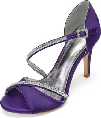 Generic Femmes Mode Bout Ouvert Chaussures De Mariée Sandales Stylet Eté Talon Mariage Soirée Chaussures Femmes 10.5Cm,Dark Purple,38 EU