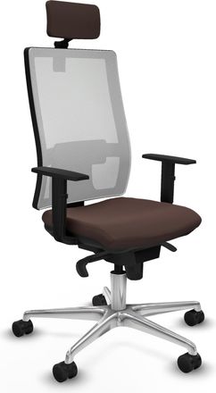 Piqueras y Crespo B&uuml;rostuhl mit 1D-Armen, h&ouml;henverstellbare Lendenwirbelst&uuml;tze und Kopfteil, h&ouml;henverstellbar und neigbar, Wei&szlig;/Dunkelbraun