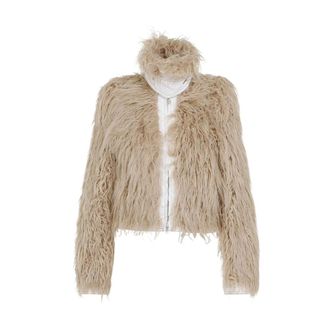 Dries Van Noten Femme, Vestes, Beige, Taille: 34 FR Vestes en fausse fourrure et peau lain&eacute;e