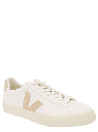 Veja Unisex Sneakers Logo Detail White-Beige Organic Traced Leather Trainers