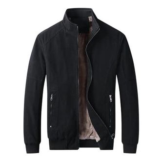 Generic Veste chaude en polaire avec fermeture éclair et col montant pour homme, Noir, XL