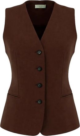 Antonelli Femme, Vestes, Brun, Taille: 44 FR Gilet ajust&eacute;