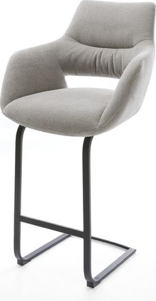 DELIFE Barstuhl Yago-Flex Strukturstoff Soft Grau Freischwinger Flach Metall Schwarz Taschenfederkern, Barst&uuml;hle