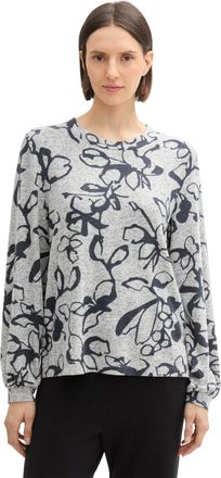 Tom Tailor Damen 1044923 Longsleeve mit Ballonärmeln, 36622-Cosy Grey Floral Design, XS