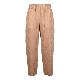 Alysi Leinen Chino Hose mit Elastischem Bund - - Trousers - Damen - Beige - 2XS