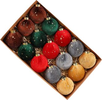 Generico Velvet Ornaments for Christmas Tree - 15 St&uuml;ck Flocked Pom-Pom-B&auml;lle, 8 cm, rustikaler Samt, Weihnachtsschmuck-Set | Dekoration f&uuml;r Armhouse Bedroom B