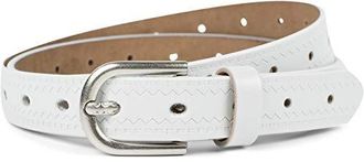 styleBREAKER Ceinture en cuir uni pour dames avec gaufrage azt&egrave;que en zigzag et &eacute;pine gaufr&eacute;e, raccourcissable 03010110, taille:95cm, couleur:Blanc