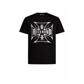 John Richmond Homme, Tops, Noir, Taille: M T-shirt Graphique Logo Iconique