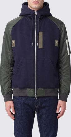sacai Sweat &agrave; capuche zipp&eacute; bicolore en coton et nylon avec poche plaqu&eacute;e