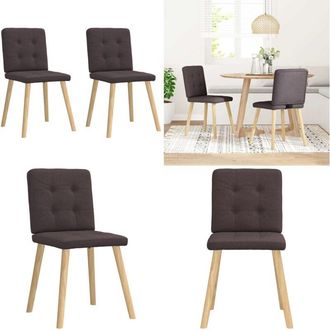 vidaXL Esszimmerstühle 2 Stk. Dunkelbraun Stoff - Vidaxl