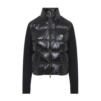 Moncler Wattierter Woll-Cardigan mit Rei&szlig;verschluss - - Jackets - Damen - Schwarzk - M