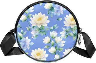 Generic Sac &agrave; bandouli&egrave;re rond pour femme, sac &agrave; bandouli&egrave;re avec fermeture &eacute;clair et bretelles r&eacute;glables - Style d&eacute;contract&eacute; - Motif fleurs