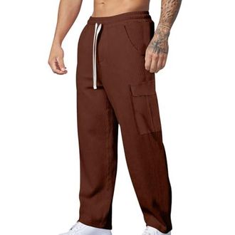 Generic Pantalon de jogging baggy en velours c&ocirc;tel&eacute; pour homme - D&eacute;contract&eacute; - Pantalon large - Pantalon de surv&ecirc;tement avec cordon de serrage &eacute;lastique - Pan