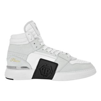 Philipp Plein unisex, Chaussures, Blanc, Taille: 37 EU Nubuck Mid Top Baskets Phantom
