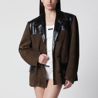 Miu Miu Jacke aus Wildleder in Schlammfarbe
