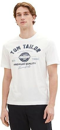 Tom Tailor Tom Tailor T-Shirt pour Homme avec Logo imprim&eacute; en Coton, 20000-blanc, 3XL