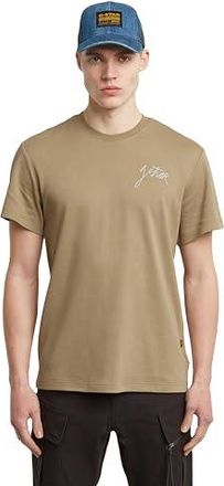 G-Star Script R T T-Shirt, Beige (Safari D26823-d976-b444), L Hommes
