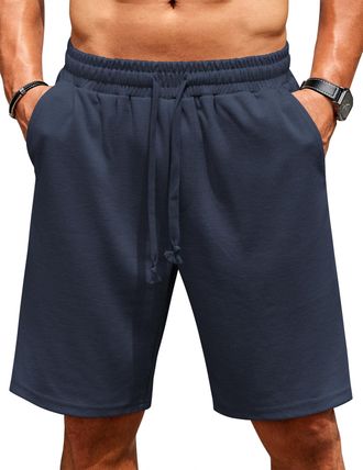 Coofandy Kurze Jogginghose Herren Kurze Hosen Sweatshorts Shorts Sommer Trainingshose Kurz Sporthose Kurz Herrenshorts Gym Shorts Sommer Marineblau XXL