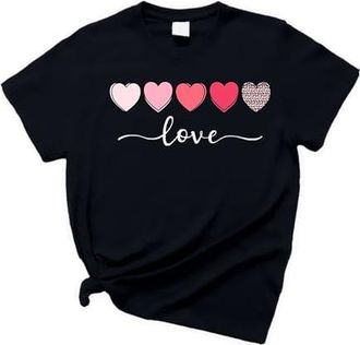 Generic T-shirt graphique pour femme pour la Saint-Valentin 2026, Noir, XXL