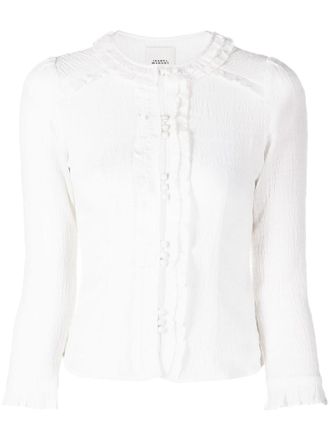 Isabel Marant Georgia Bluse mit transparenten Rüschen - Weiß