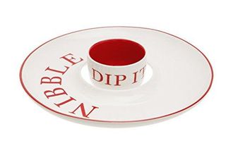 Premier Housewares Knabber- und Dip-Set, Hollyholz, Rot, Steinzeug