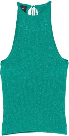 Pinko Pinko, Femme, Tops, Vert, Taille: 42 FR Linum Tie-Neck Tank Top