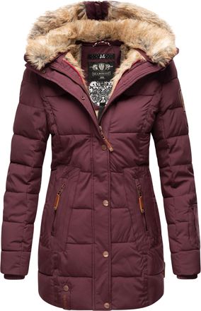 Marikoo Damen Winterjacke mit Kapuze & Kunstfell-Innenfutter