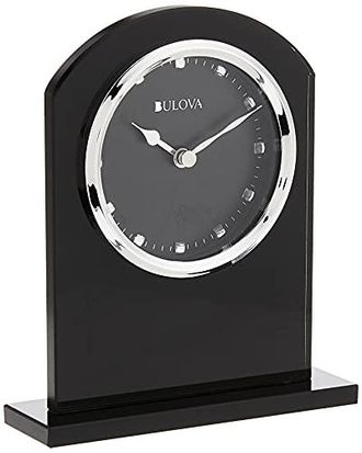 Bulova Tischuhr, Ebenholz, Kristall, Schwarz