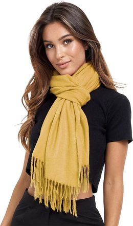 Glamexx24 Schal Damen Winterschal Gef&uuml;hl Langer Schal mit Fransen Baumwolle Warm Herbst Winter Unifarben Deckenschal und T&uuml;cher 200 x 74 cm