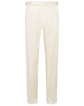 HUGO BOSS Leichte Leinenhose mit verstellbaren Riegeln am Bund in