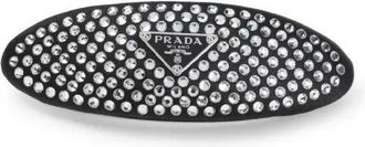 Prada Haarschmuck - Brass Hair Clip With Triangular Emblem - Gr. unisize - in Grau - f&uuml;r Damen