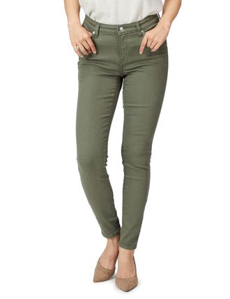 Amazon Essentials Damen Elastische Skinny-Jeans Mittelhoher Bund - Auslaufmodell, Helles Olivgr&uuml;n, 48