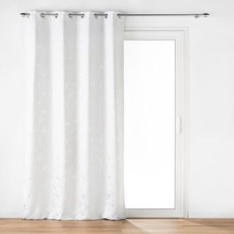 Douceur d'Intérieur ECLAT Ösenvorhang (140 x 260 cm), Verdunklungsstoff mit Metallic-Druck, Weiß