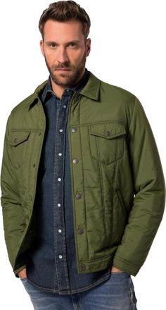 JP1880 Herren gro&szlig;e Gr&ouml;&szlig;en &Uuml;bergr&ouml;&szlig;en Menswear L-8XL Trucker-Jacke, Druckkn&ouml;pfe, viele Taschen, bis 7 XL Kaktus 3XL 831252433-3XL