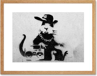 Wee Blue Coo Banksy Gangsta Rat Graffiti Street Art 12x16 Framed Art Print F12x11854