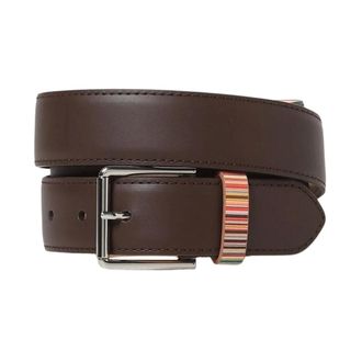 Paul Smith Homme, Accessoires, Brun, Taille: ONE Size Ceinture en cuir avec rayure multicolore