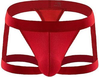 Generic IQYU Sous-v&ecirc;tements sexy pour homme - Couleur unie - En soie glac&eacute;e - Respirant - En dentelle - Sexy - Boxer sexy - Avec poche - Culotte sexy, rouge, 