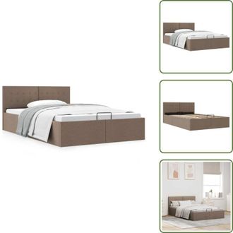vidaXL Stauraumbett Hydraulisch Taupe Stoff 140&times;200 cm - Doppelbett - Bettrahmen - Stauraumbett - Boxspringbetten - Schlafraum