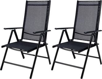 No Brand Casaria Gartenstühle Set Hochlehner Klappbar 8-Fach Verstellbar Camping Stuhl Aluminium Wetterfest Klappstuhl 120kg Belastbarkeit Garten Balkon 2er