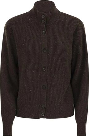 PESERICO Femme, Pulls, Brun, Taille: 40 FR Cardigan Boutonn&eacute; &agrave; Col Montant et Bord C&ocirc;tes