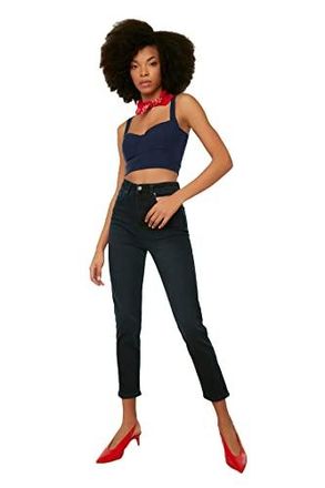 Trendyol Night Blue High Waist mom Jeans, 34 aux Femmes