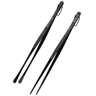 STONELINE Lange Kochpinzette Edelstahl mit Titaniumbeschichtung 30,5 cm K&uuml;chenpinzette Set 2 St&uuml;ck, Grillzange Grillpinzette Zange Rostfrei mit geriffelter Spit