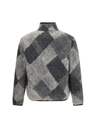 Moncler Diamond-Patterned Wool Blend Jacket - Black