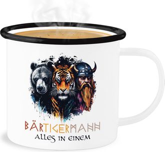Shirtracer Emaille Becher Blechbecher - & Walhalla Tasse - B&auml;r Tiger Mann Alles in einem I Wikinger Geschenke f&uuml;r M&auml;nner I Papa Geschenk Bart I Vikings Geschenke