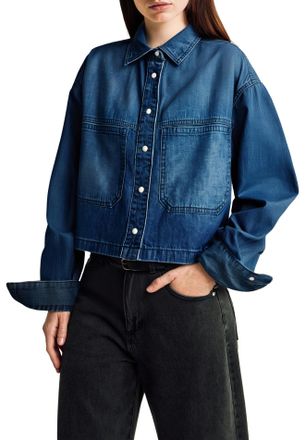 Benetton Damen Camicia 528sdq0c7 Hemd, blau, Medium