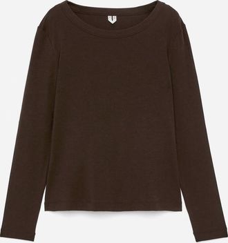 Arket Geripptes Lang&auml;rmliges Oberteil -Braun