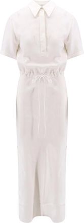 Brunello Cucinelli Femme, Robes, Blanc, Taille: 36 FR Robe Midi avec Fermeture Boutonn&eacute;e